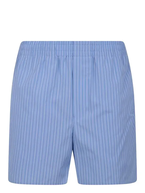Ami Striped Cotton Popeline Elasticated Shorts - Blue