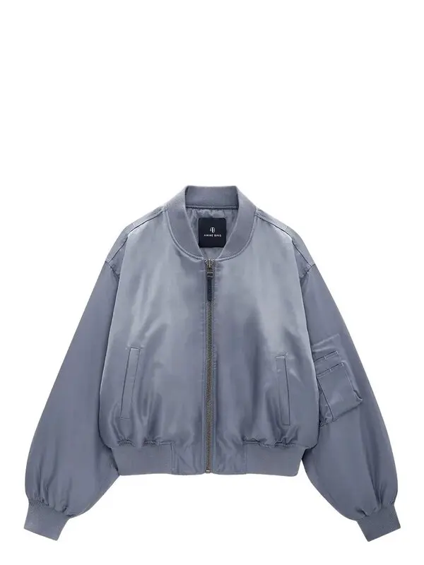 ANINE BING Cropped "leon" Bomber - Gray