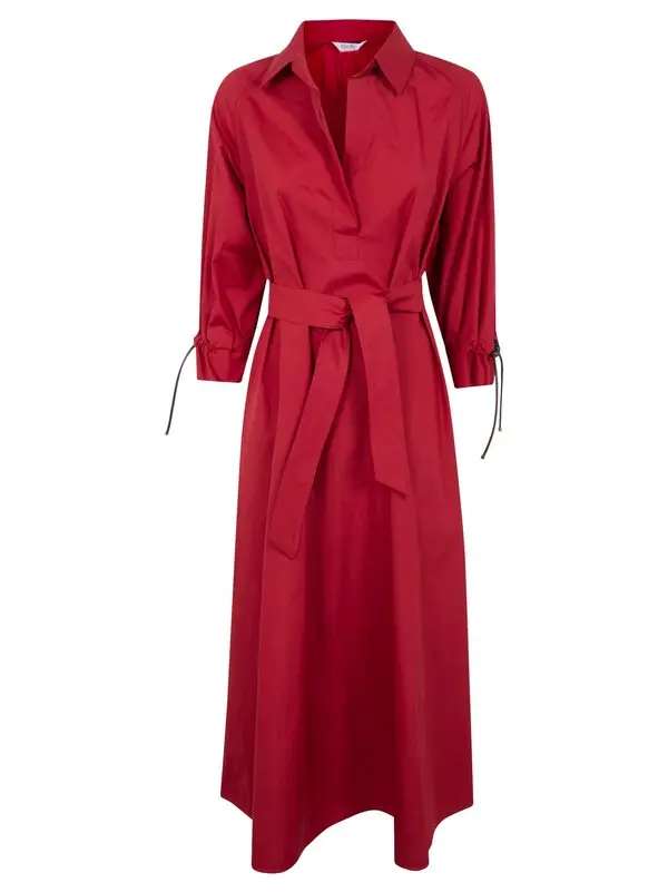 Max Mara Mirto Cotton Popeline Midi Dress - Red