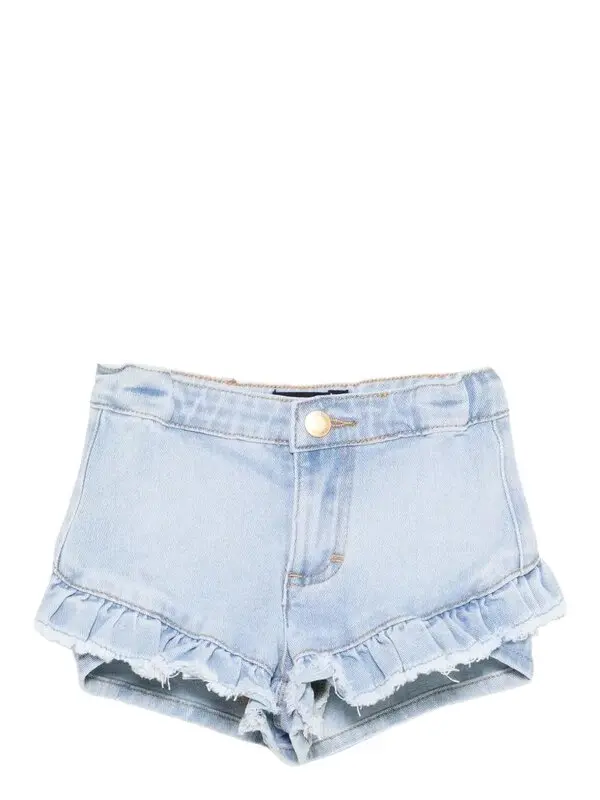 MOLO Agnetha Ruffle Hem Denim Shorts - Blue