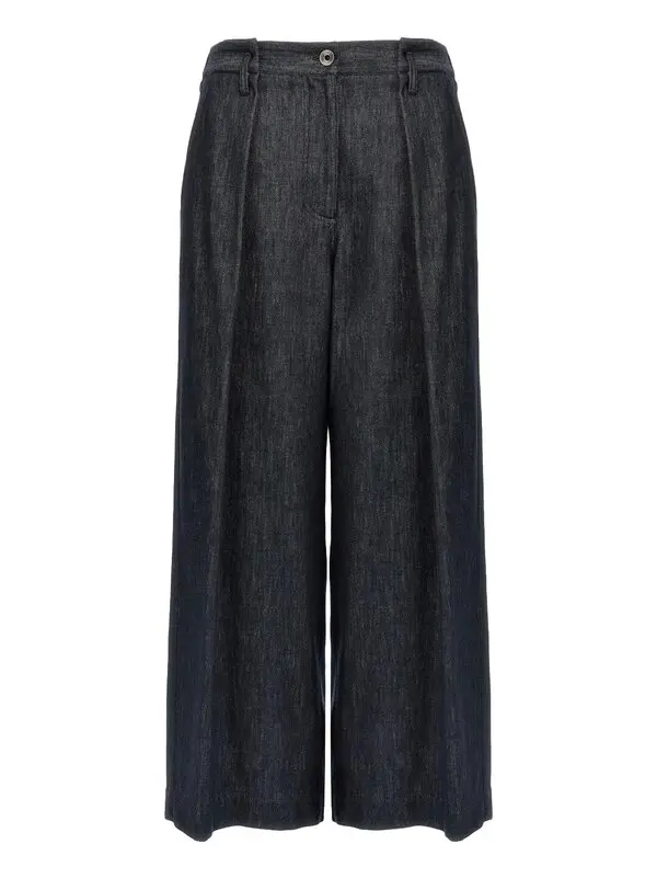 Brunello Cucinelli Crop Wide Leg Pants - Blue