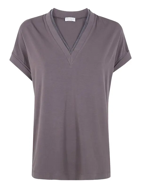 Brunello Cucinelli V-neck T-shirt - Brown