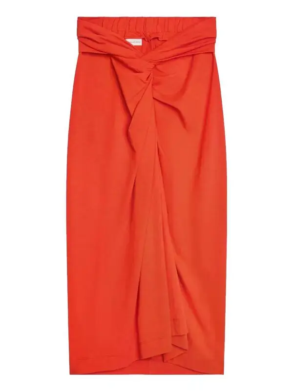 Dries Van Noten Knotted Jersey Midi Skirt - Red