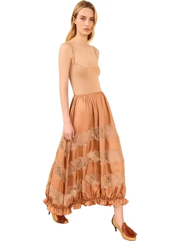 Ulla Johnson Chantal Silk Midi Skirt - Macaroon