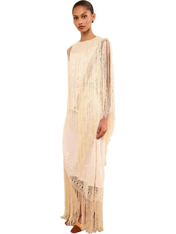 Ulla Johnson Willa Silk Fringe Top - Creme