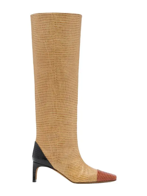 Ulla Johnson Mix Media Mid Heel Boot - Bisque