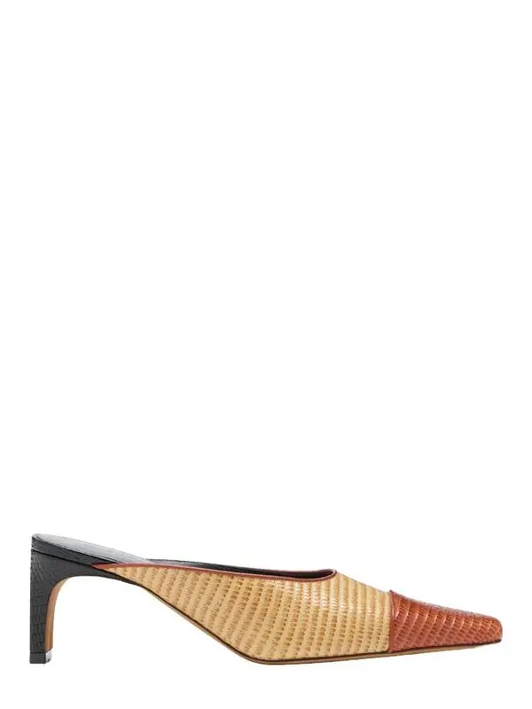 Ulla Johnson Mix Media Mid Heel Mule - Bisque
