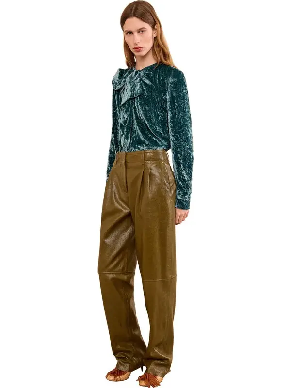 Ulla Johnson Keiran Lambskin Leather Pants - Lichen