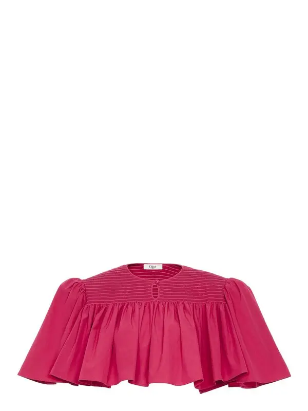 Chloé Gathered Cropped Top - Garnet Pink