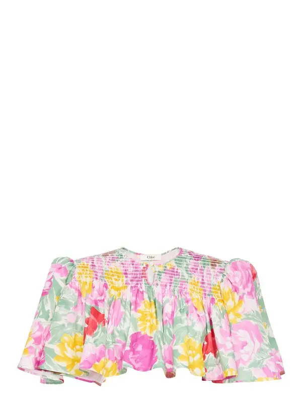 Chloé Gathered Cropped Top - Multicolor