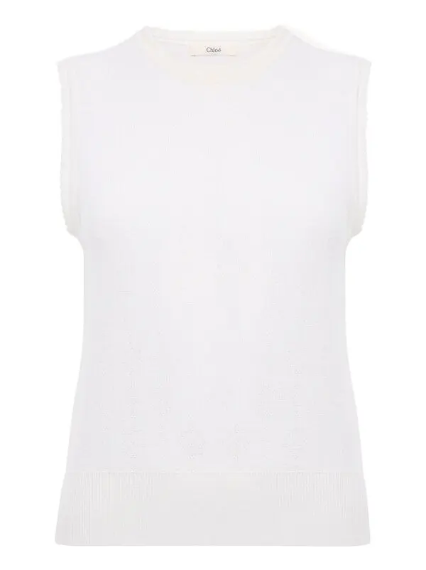 Chloé Sleeveless Wool Knit Sweater - Iconic Milk