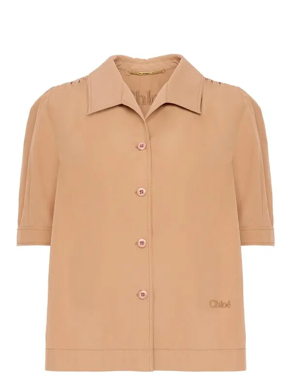 Chloé Short-sleeve Poplin Shirt - Reef Shell