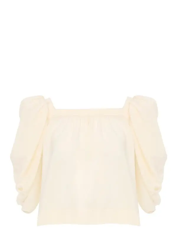 Chloé Puff-sleeve Crêpe De Chine Top - Coconut Milk