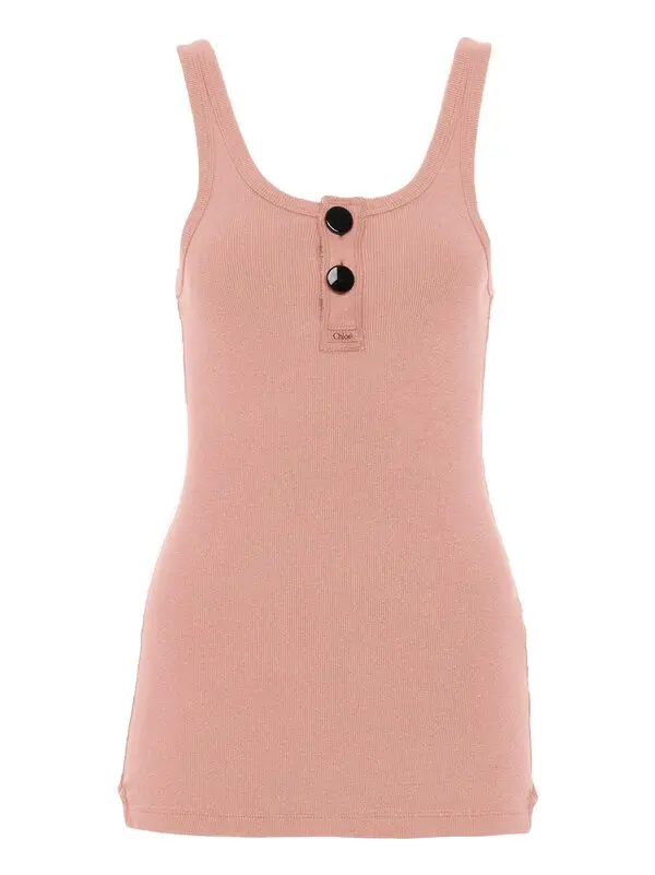 Chloé Fitted Henley Tank Top - Coral Sand
