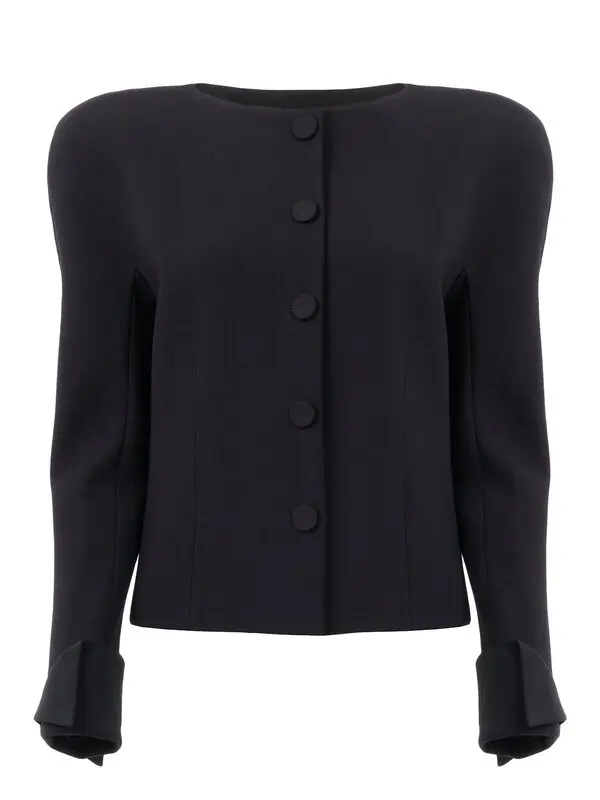 Chloé Fitted Wool Crêpe Jacket - Black