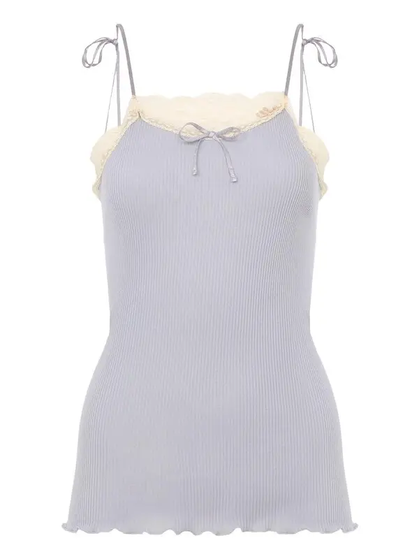 Chloé Thin-strap Jersey Tank Top With Lace - Cashmere Grey