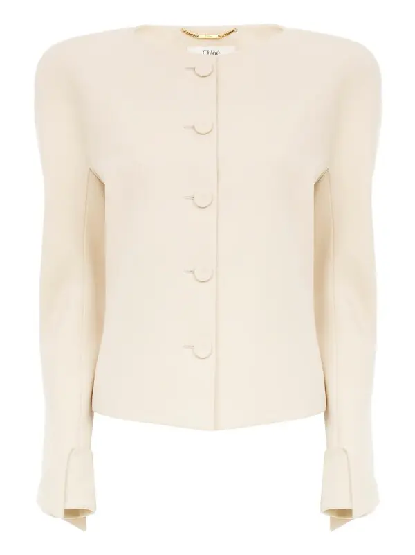 Chloé Collarless Fitted Jacket - Desertic Brown