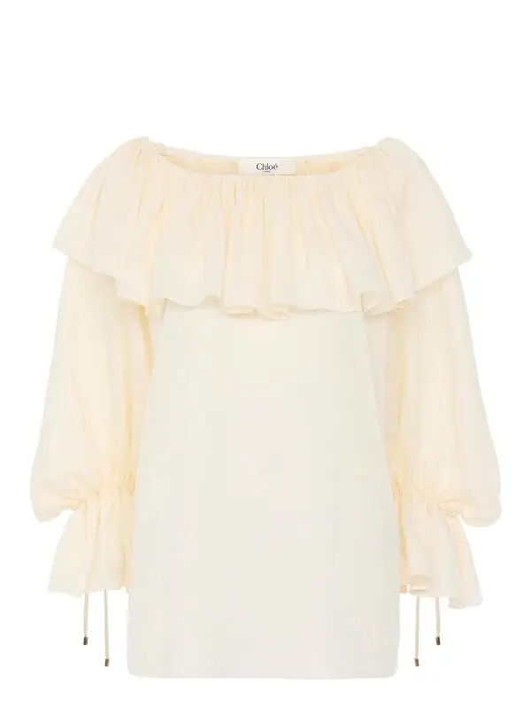 Chloé Fluid Ruffle Top - Coconut Milk