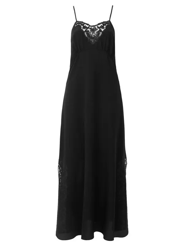 Chloé Long Crêpe De Chine Lingerie Dress - Black