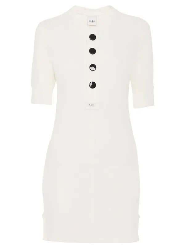 Chloé Fitted Henley Mini Dress - Iconic Milk