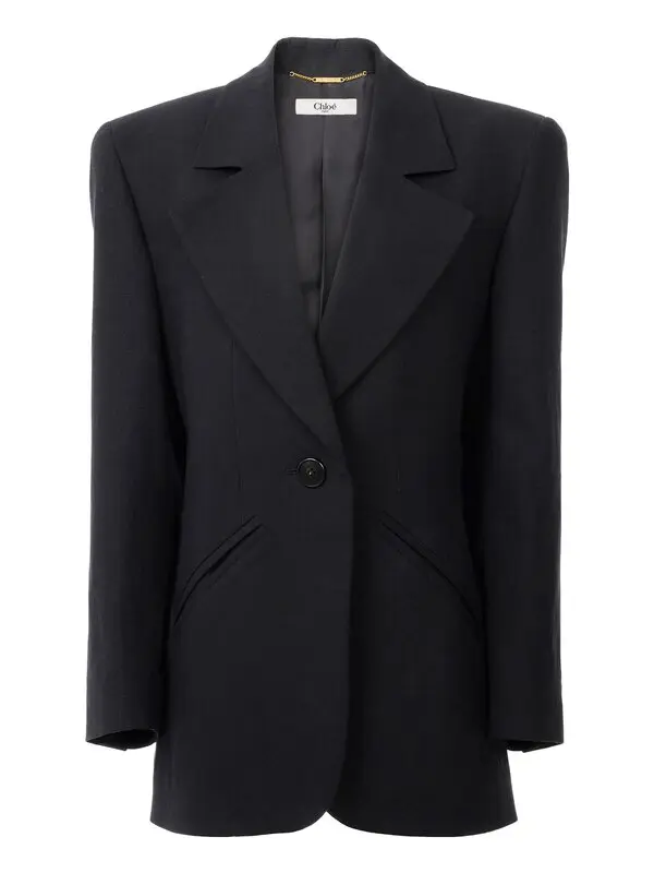 Chloé Oversized Tailored Jacket In Crêpe - Black