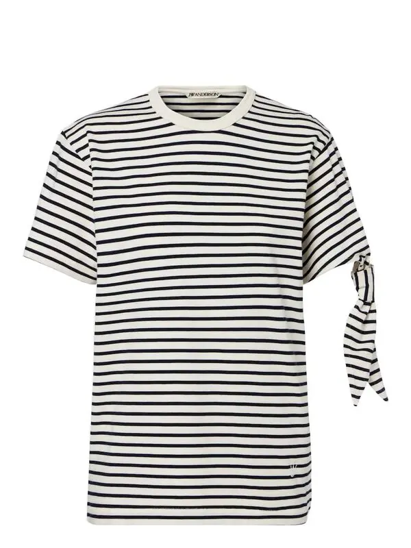 JW Anderson Striped Cotton Jersey T-shirt - White