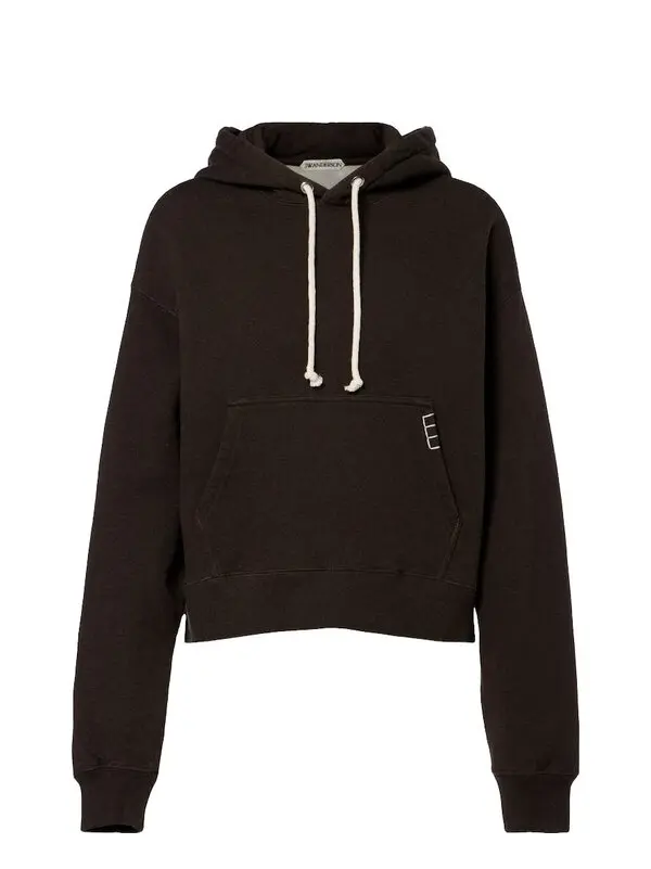 JW Anderson Cropped Cotton Hoodie - Brown