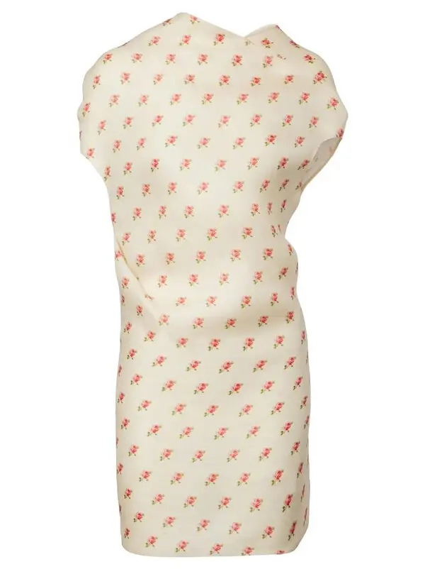 Khaite Floral Draped Silk Minidress - Beige