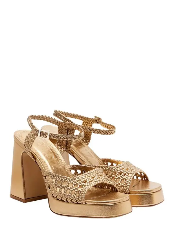 SOULIERS MARTINEZ Cheyenne Metallic Leather Sandals - Gold
