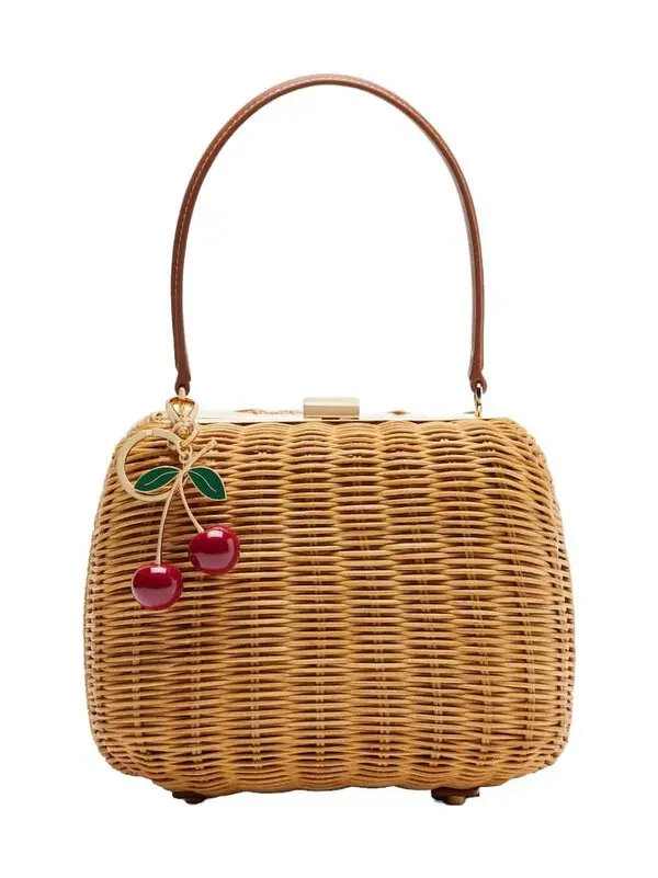 SELF-PORTRAIT Mini Rattan Top-handle Bag - Beige