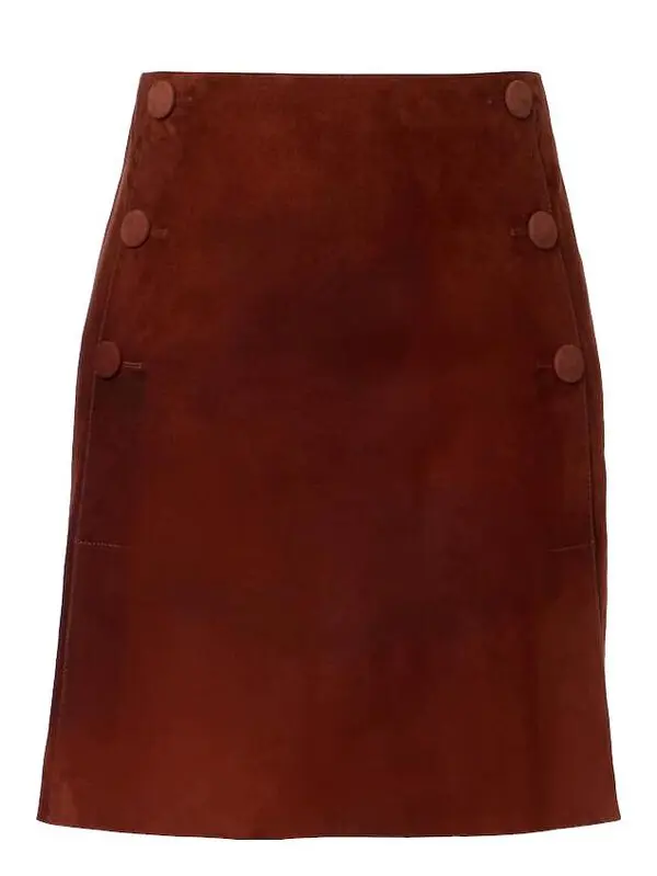 YVES SALOMON Suede Miniskirt - Brown