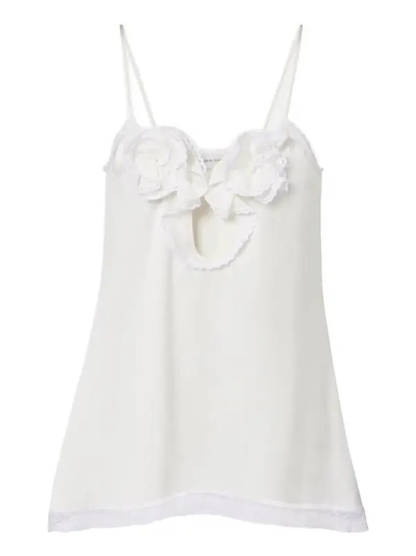 Magda Butrym Floral-appliqué Lace-trimmed Silk Camisole - White