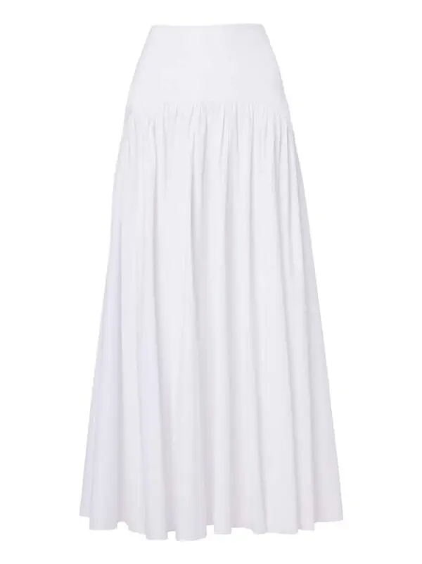Staud Procida Cotton Poplin Maxi Skirt - White