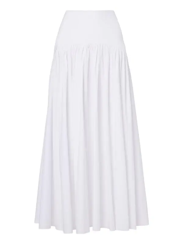 Staud Procida Cotton Poplin Maxi Skirt - White
