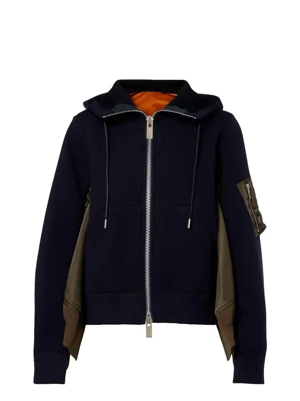 Sacai Paneled Zip-up Hoodie - Blue