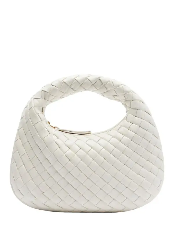 Bottega Veneta Baby Veneta Leather Top Handle Bag - White