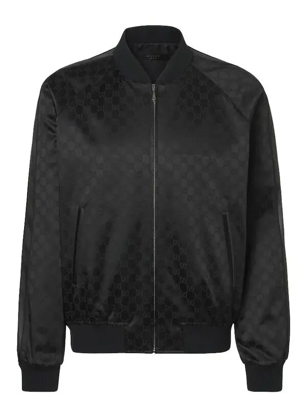 Gucci Gg Cotton-blend Satin Jacket - Black