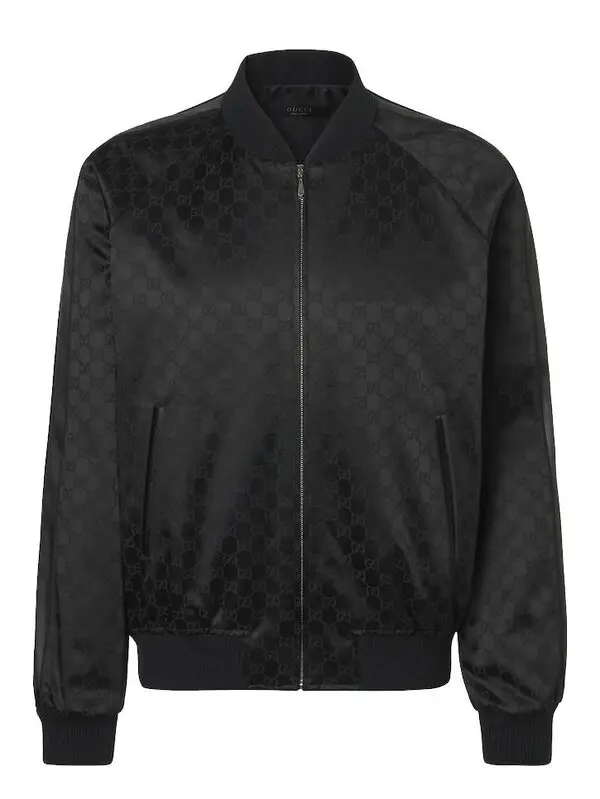 Gucci Gg Cotton-blend Satin Bomber Jacket - Black