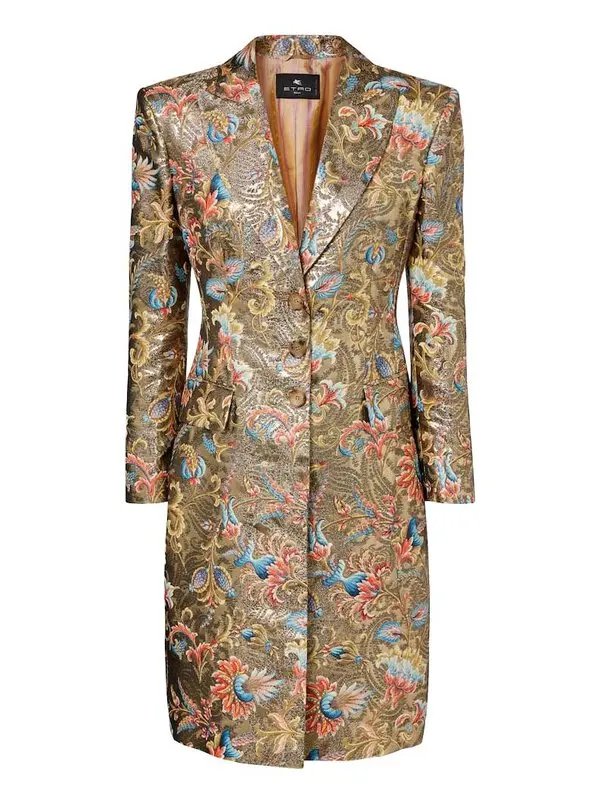 Etro Printed Lamé Coat - Gold