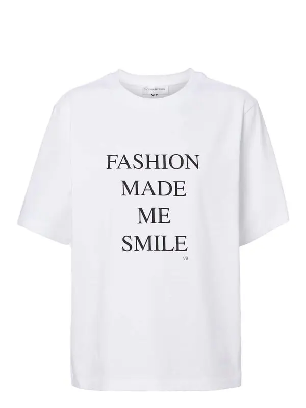 Victoria Beckham Printed Cotton Jersey T-shirt - White