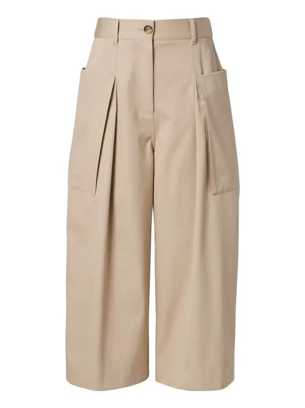 Loewe Cotton And Silk Cropped Pants - Beige
