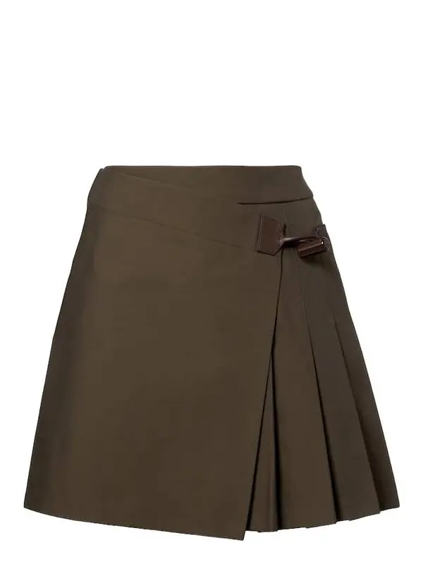 Loewe Leather-trimmed Cotton-blend Wrap Skirt - Green