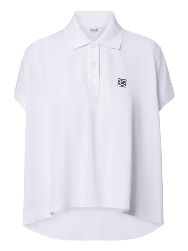 Loewe Asymmetric Cotton Piqué Polo Shirt - White