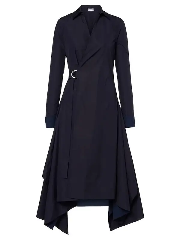 Loewe Draped Cotton Wrap Dress - Blue
