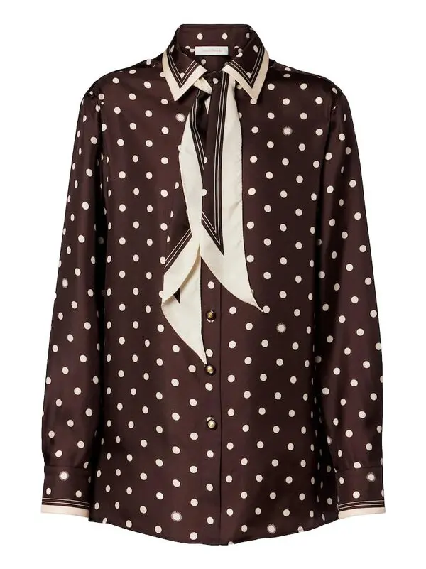 Zimmermann Polka-dot Silk Shirt - Brown