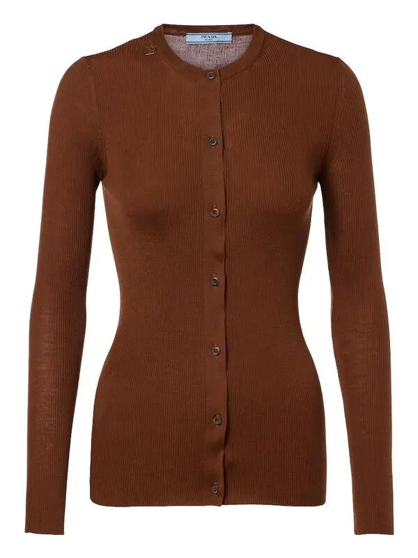 Prada Virgin Wool Buttoned Cardigan - Brown