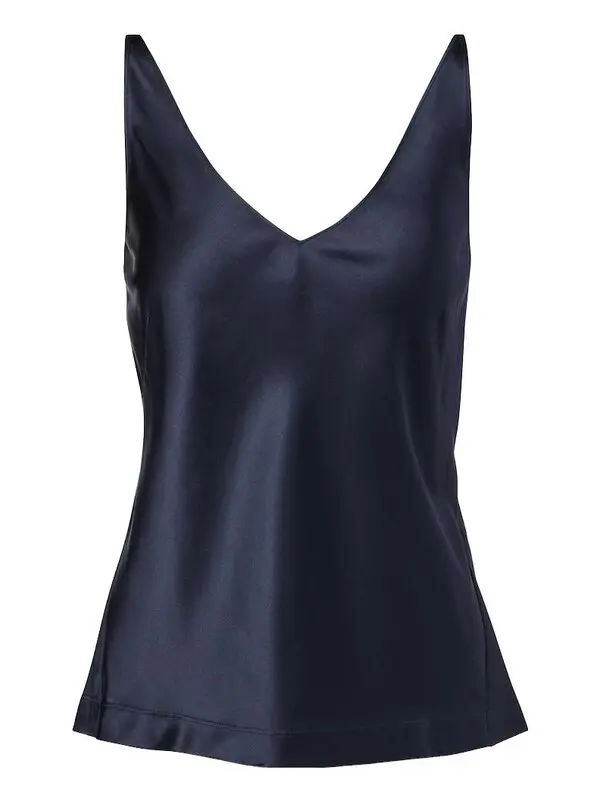 Dorothee Schumacher Sense Of Shine Silk-blend Satin Top - Blue