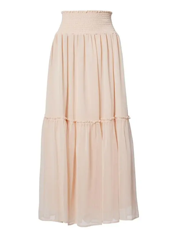 XU ZHI Gathered Chiffon Maxi Skirt - Pink