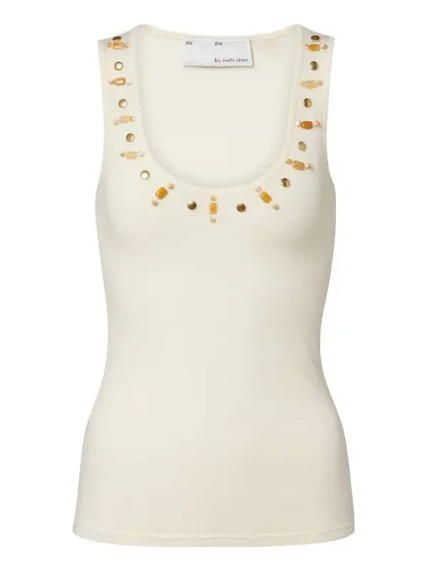 XU ZHI Beaded Wool Tank Top - White