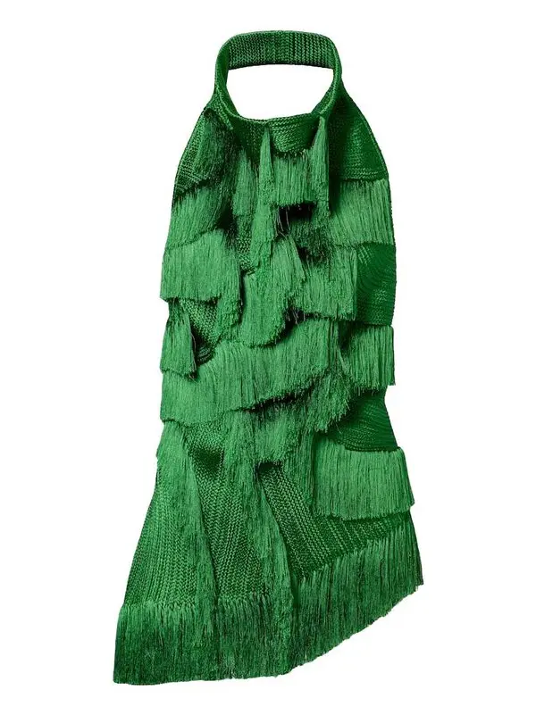 XU ZHI Fringed Asymmetric Top - Green